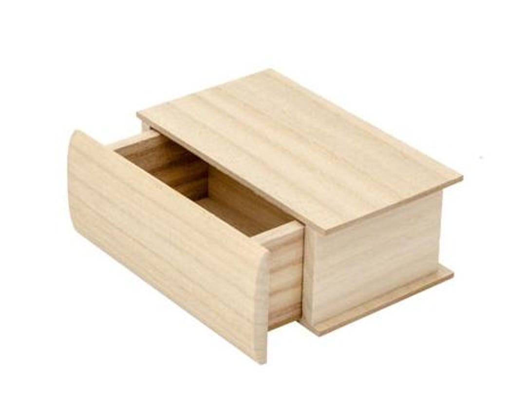 Unfinished Wooden Box Book Shaped, Unfinished Wood Box, Diy Wooden Box ...