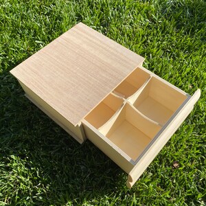 Unfinished Wooden Box Book Shaped With 4 Compartments, Unfinished Wood ...