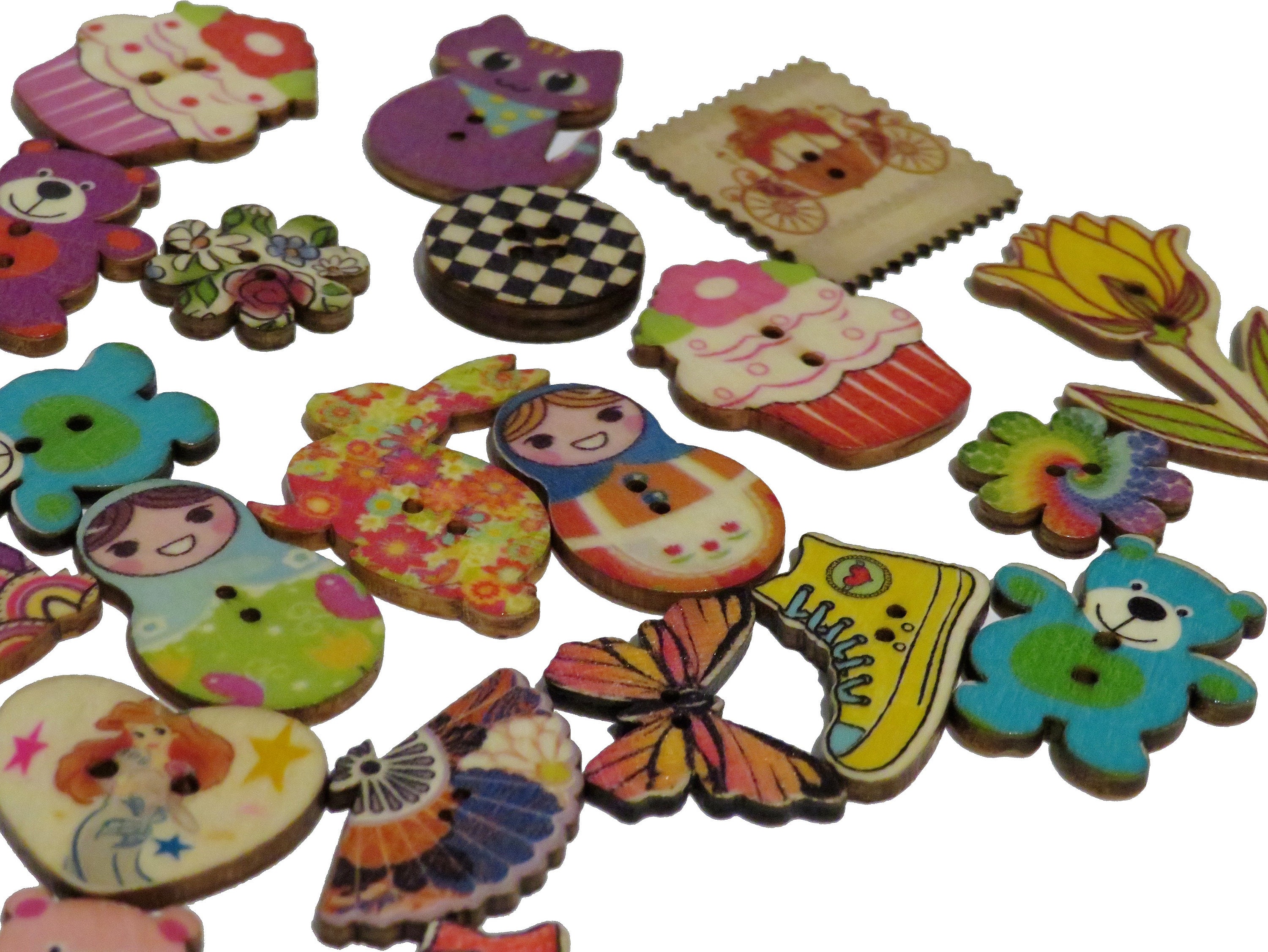 X30 Wooden Different Shaped Buttons Wood Buttons Bear - Etsy