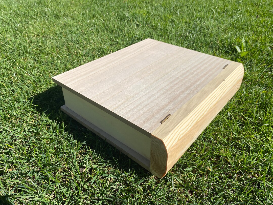 Unfinished Wooden Box Book Shaped, Unfinished Wood Box, Diy Wooden Box ...