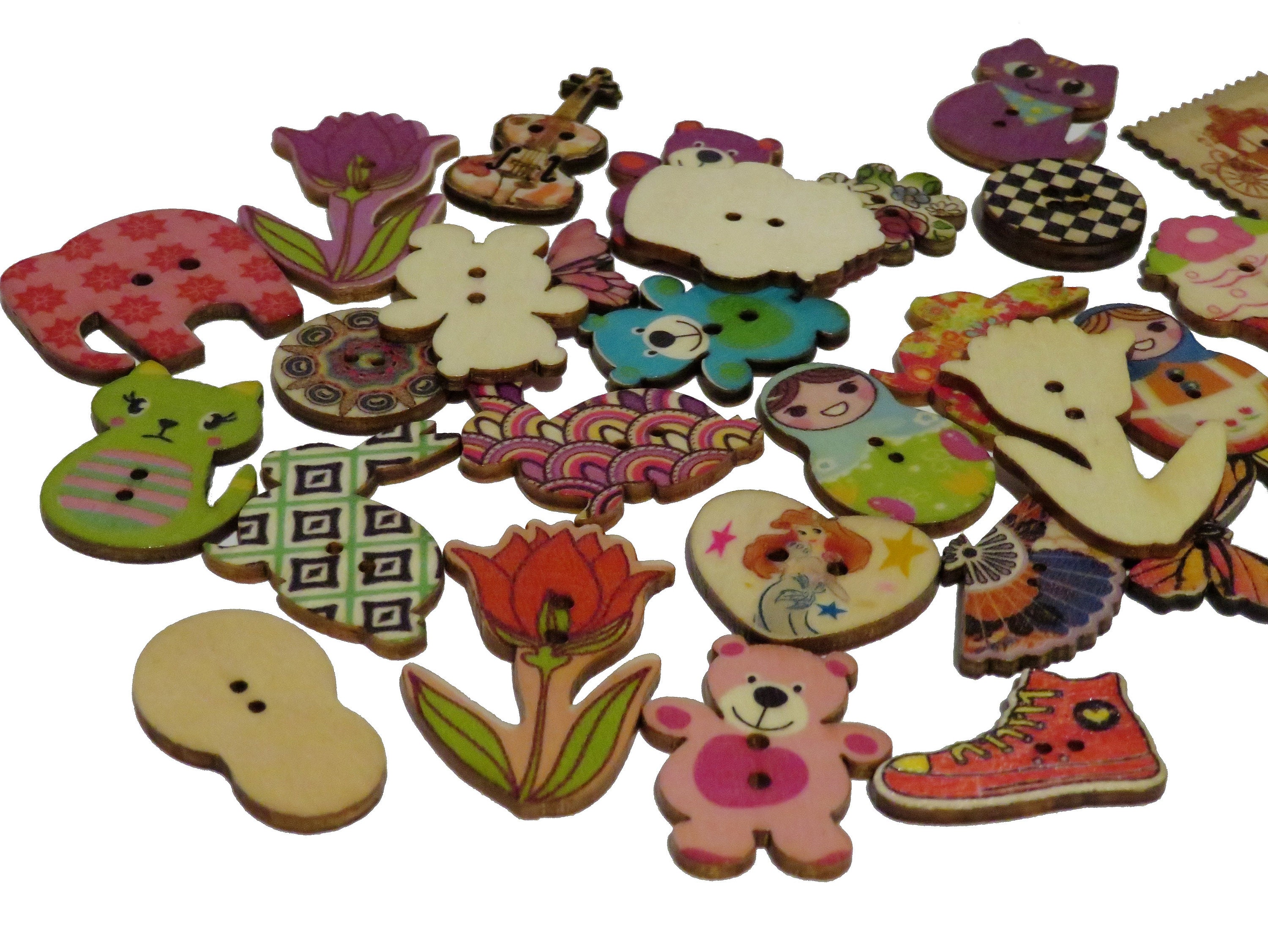 X30 Wooden Different Shaped Buttons Wood Buttons Bear - Etsy
