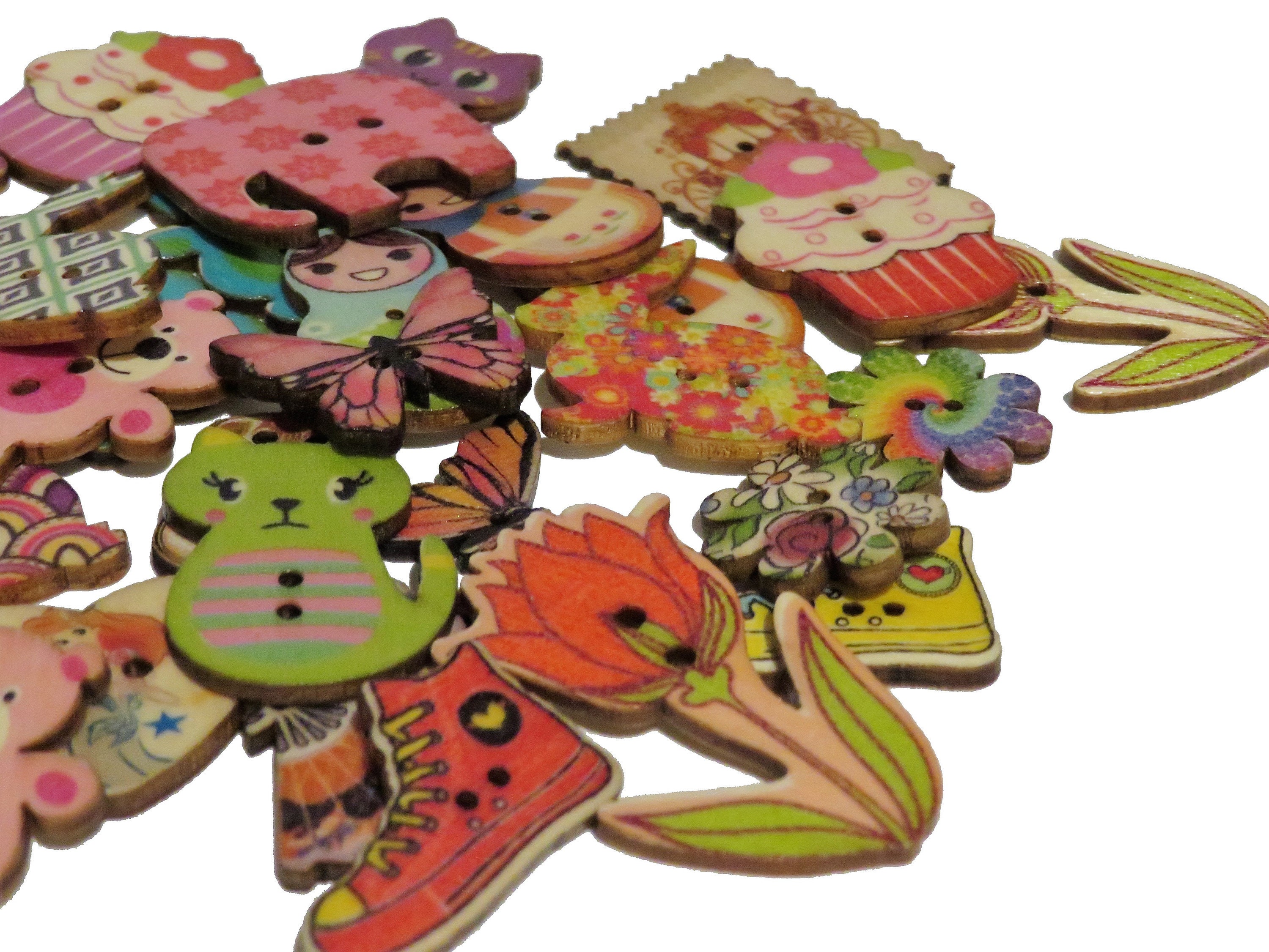 X30 Wooden Different Shaped Buttons Wood Buttons Bear - Etsy
