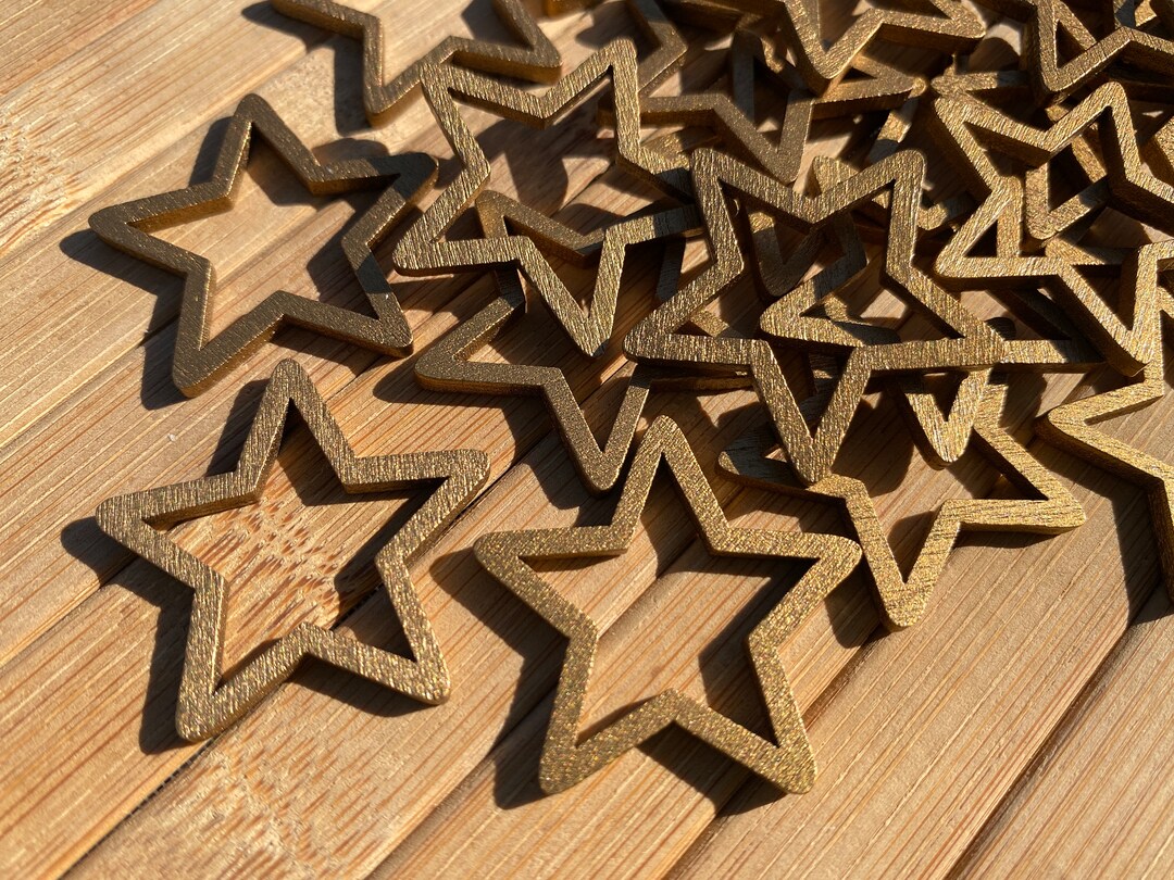 X10 Gold/silver Wooden Stars With 35mm, Wedding Decoration, Plywood ...