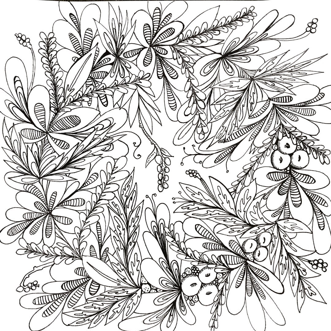 Winter Floral Wreath Coloring Sheet - Etsy