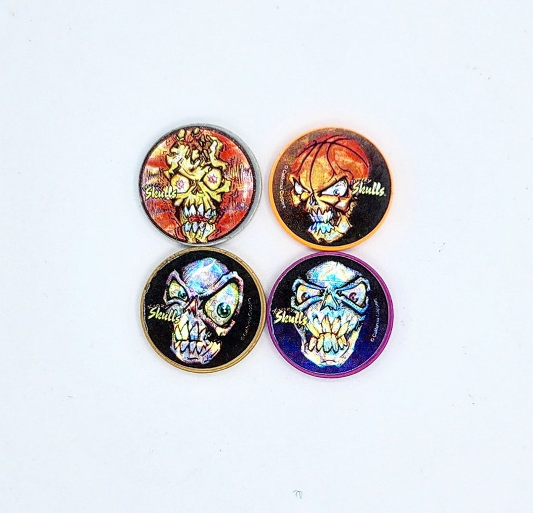 Set of Vintage Skull Pogs, Skull Pogs, Vintage Pogs, Pogs Slammers ...