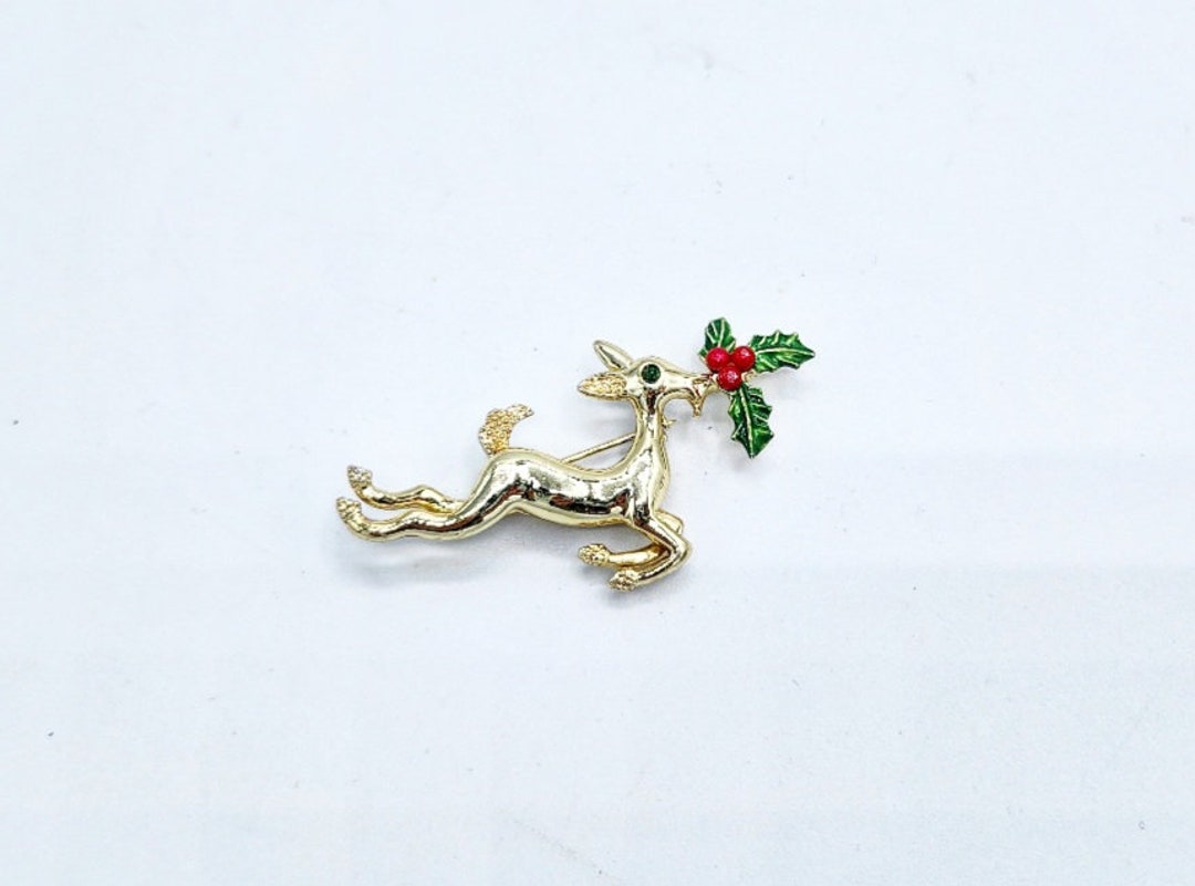 Vintage Christmas Reindeer Pin, Vintage Christmas Reindeer Brooch ...