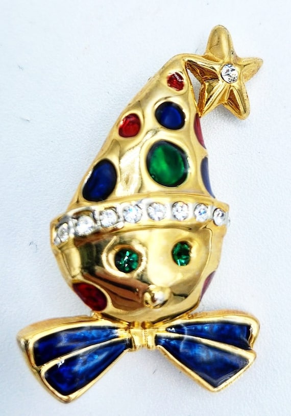 Vintage Clown Pin Clown Pin Circus Pin Clown Jewel Gem 