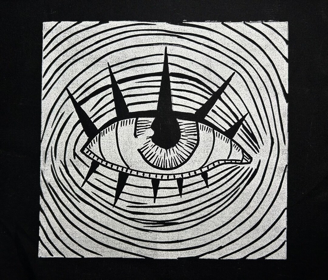 Eyeball Lino Block Print Back Patch - Etsy
