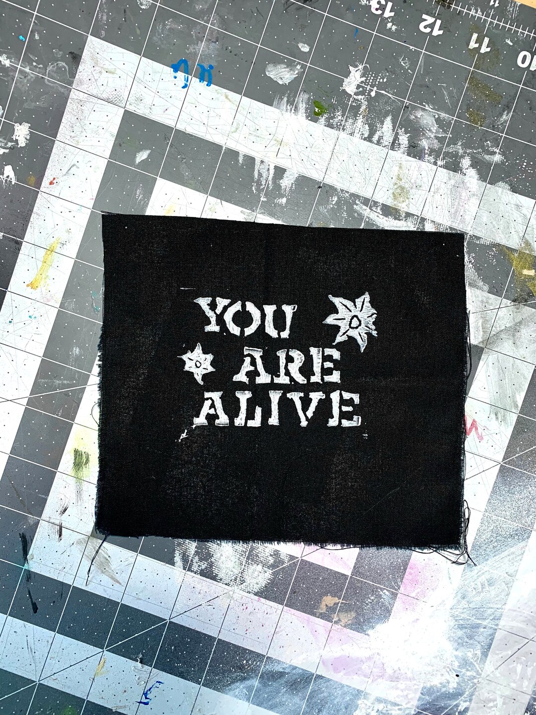 You Are Alive Lino Block Print Patch - Etsy