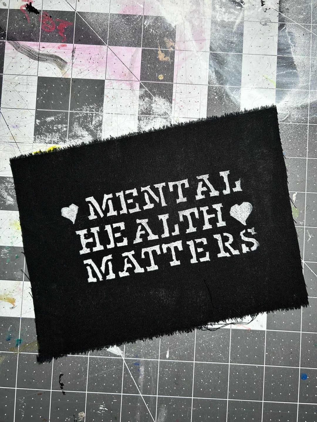 Mental Health Matters Lino Block Print Patch - Etsy