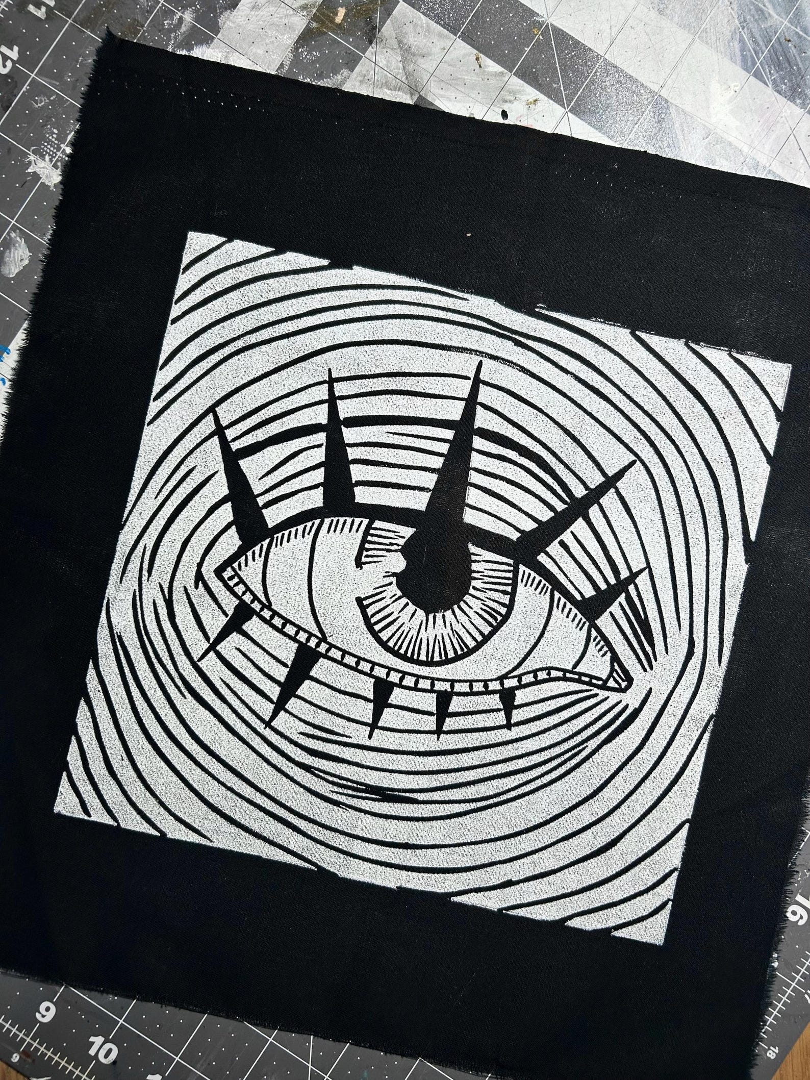 Eyeball Lino Block Print Back Patch - Etsy