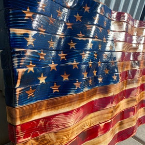 Distressed Handmade Wooden Wavy American Flag - Etsy