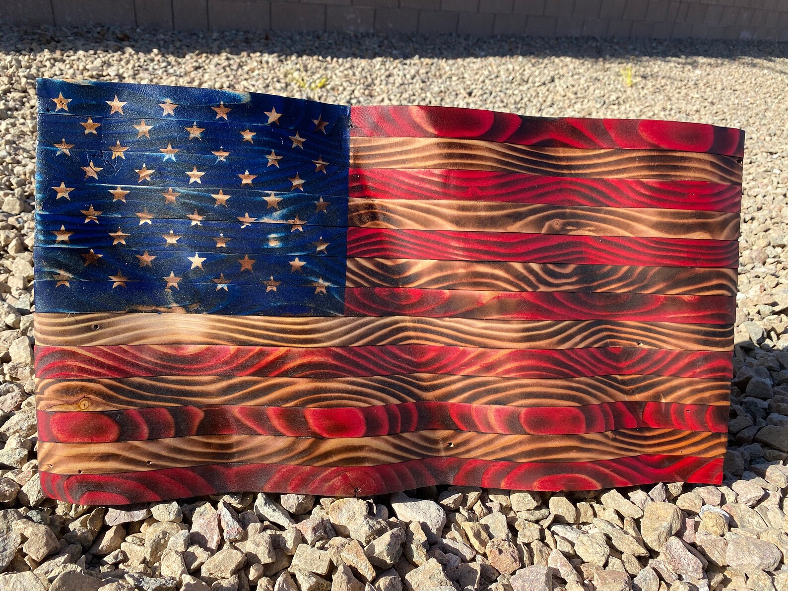 Distressed Handmade Wooden Wavy American Flag - Etsy