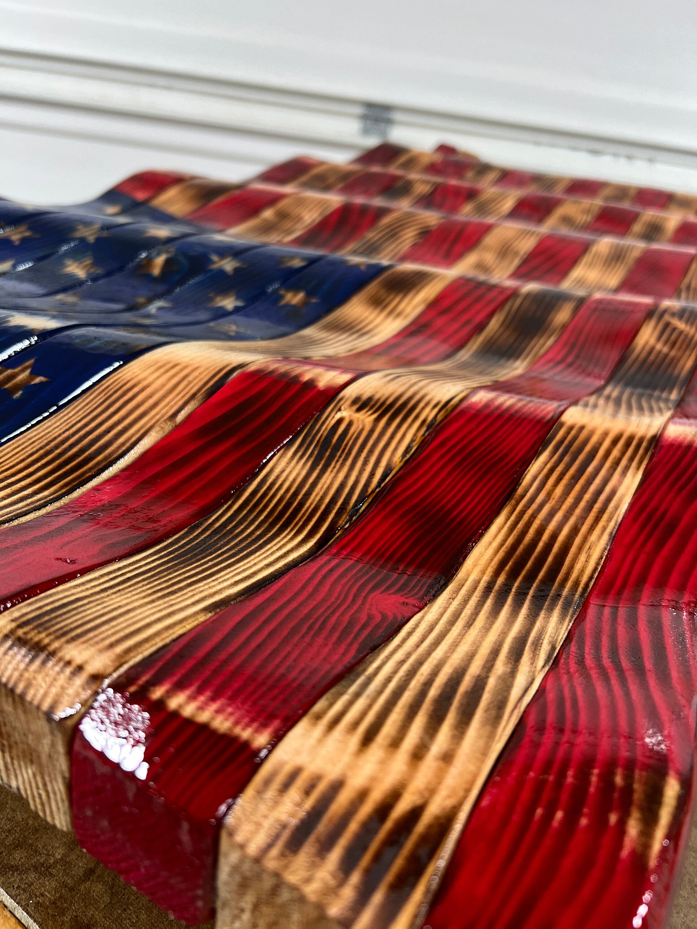 Distressed Handmade Wooden Wavy American Flag - Etsy