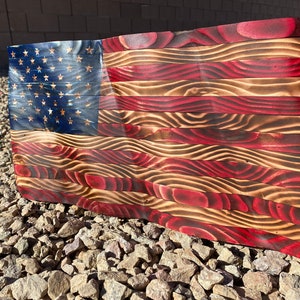 Distressed Handmade Wooden Wavy American Flag - Etsy