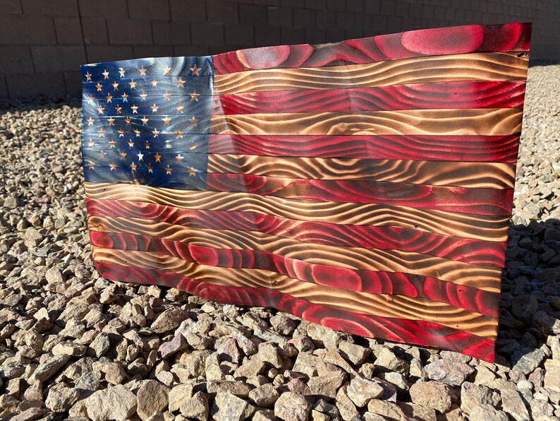 Distressed Handmade Wooden Wavy American Flag - Etsy