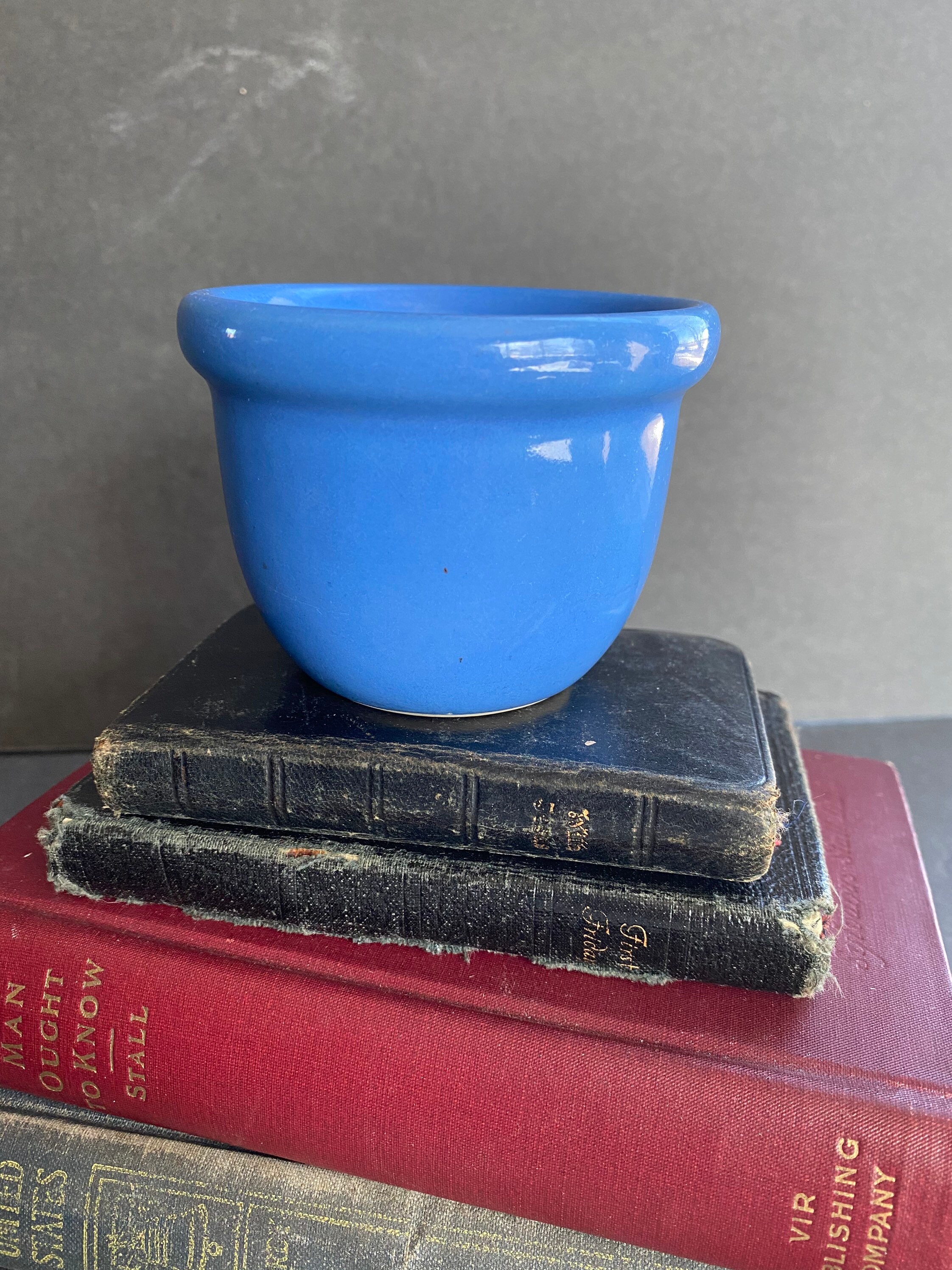 Vintage Blue Pottery Cache Pot Vintage Pottery Little Bowl | Etsy