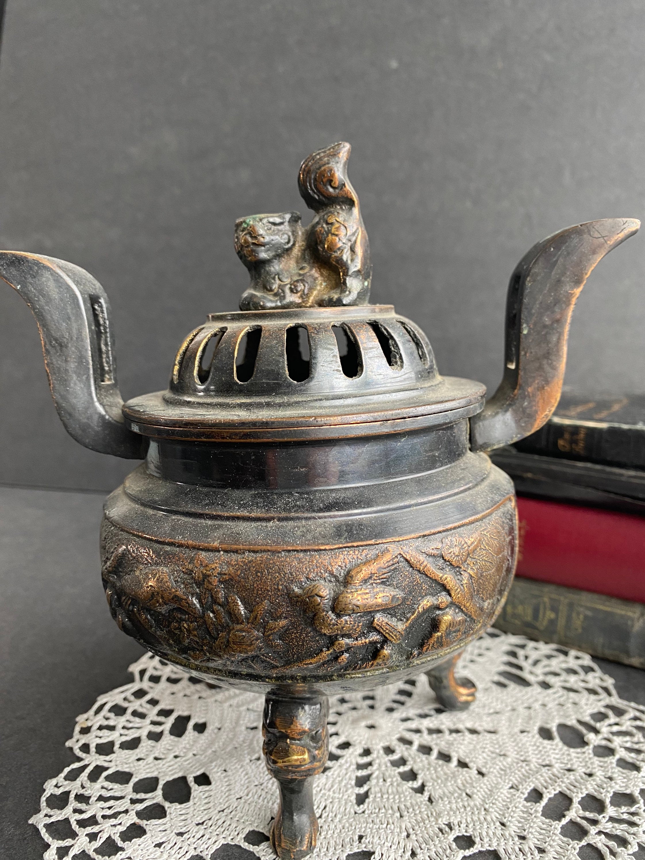 Vintage Bronze Foo Dog Incense Burner Vintage Incense Pot - Etsy.de