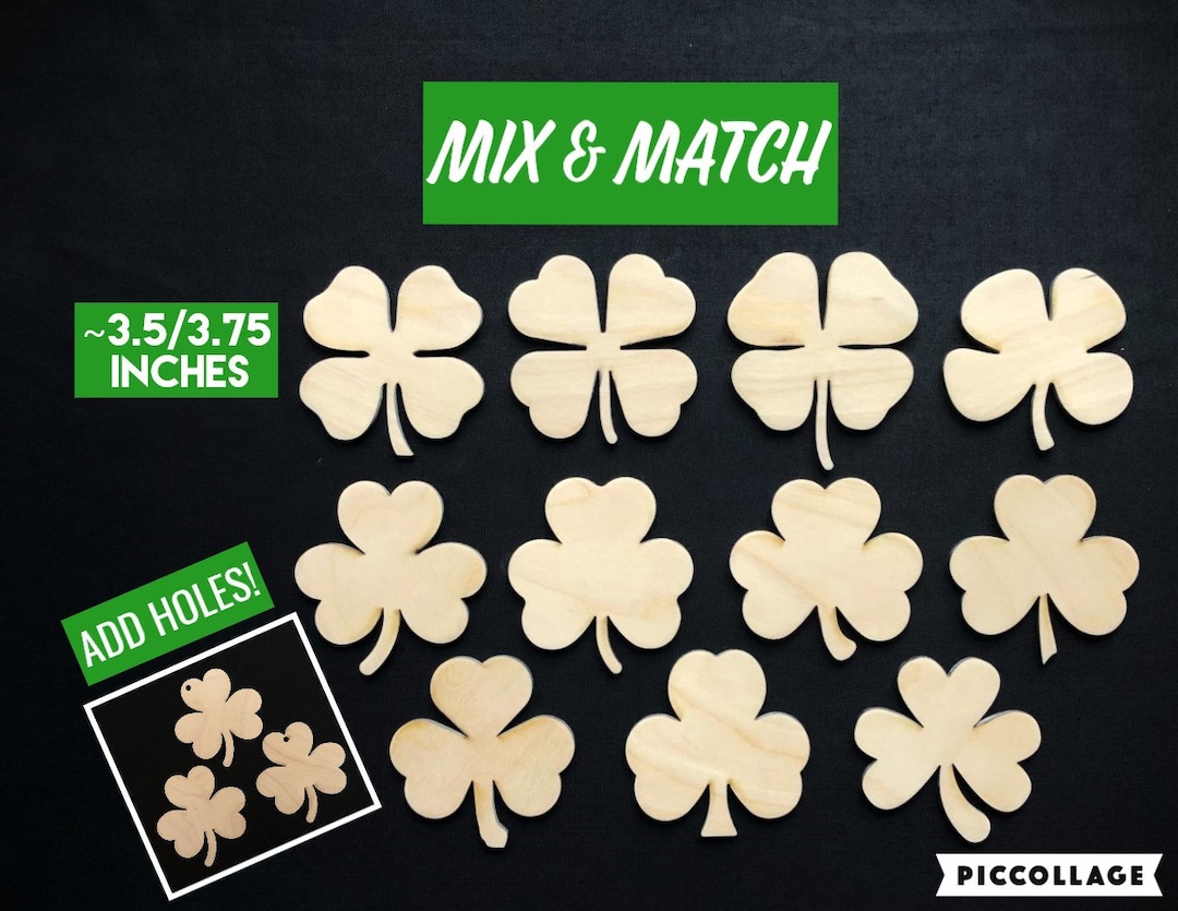 4 Leaf Clover & Shamrock Wooden Shape, Ornament, Cutout, Unfinished ...