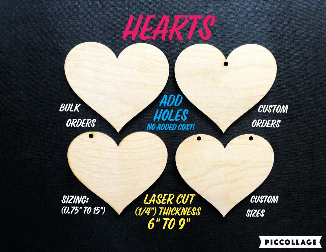 Heart Shape, Laser Cut, Wooden, Cutout, Bulk Orders, Custom Orders ...