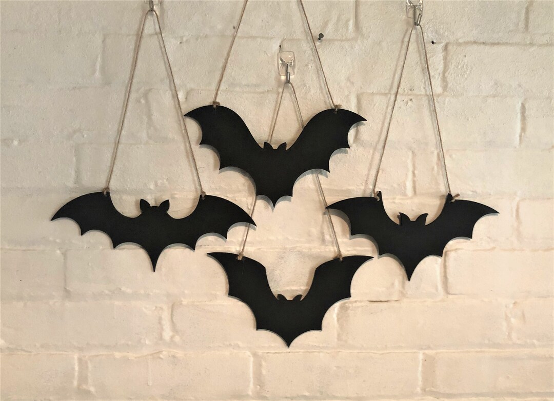 Halloween Hanging Wooden Black Bats, Laser Cut - Etsy