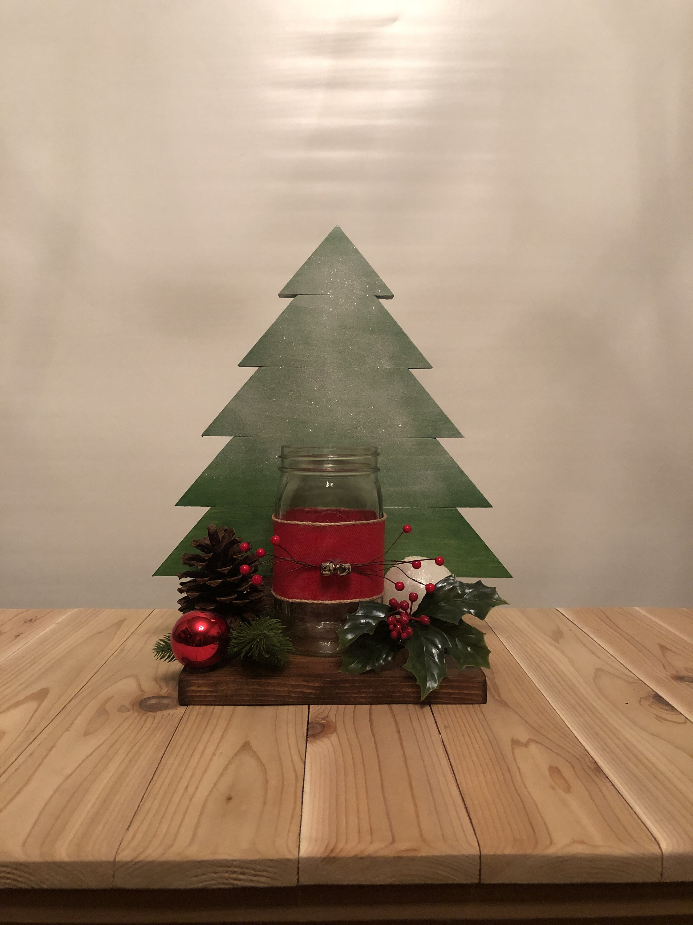 Mason Jar Luminary With Wooden Christmas Tree Christmas Mason - Etsy