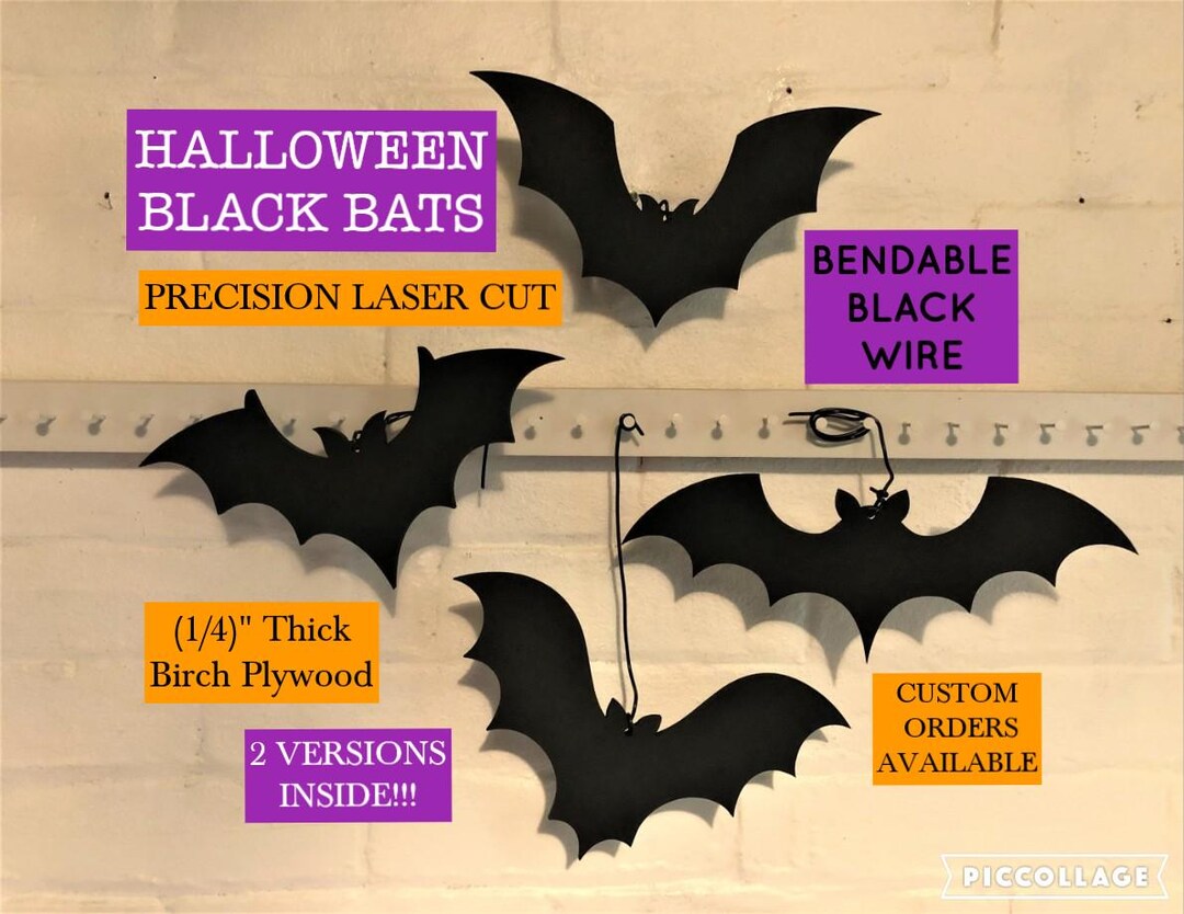 Black Bats, Halloween, Hanging, Laser Cut - Etsy