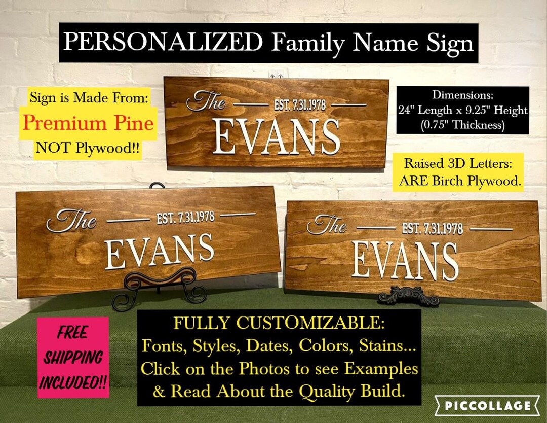 Personalized Family Name Sign, Established Date, 3D Letters, Premium ...