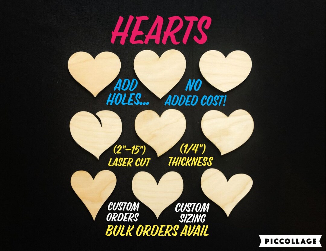 Heart Shape, Laser Cut, Wooden, Cutout, Bulk Orders, Custom Orders ...
