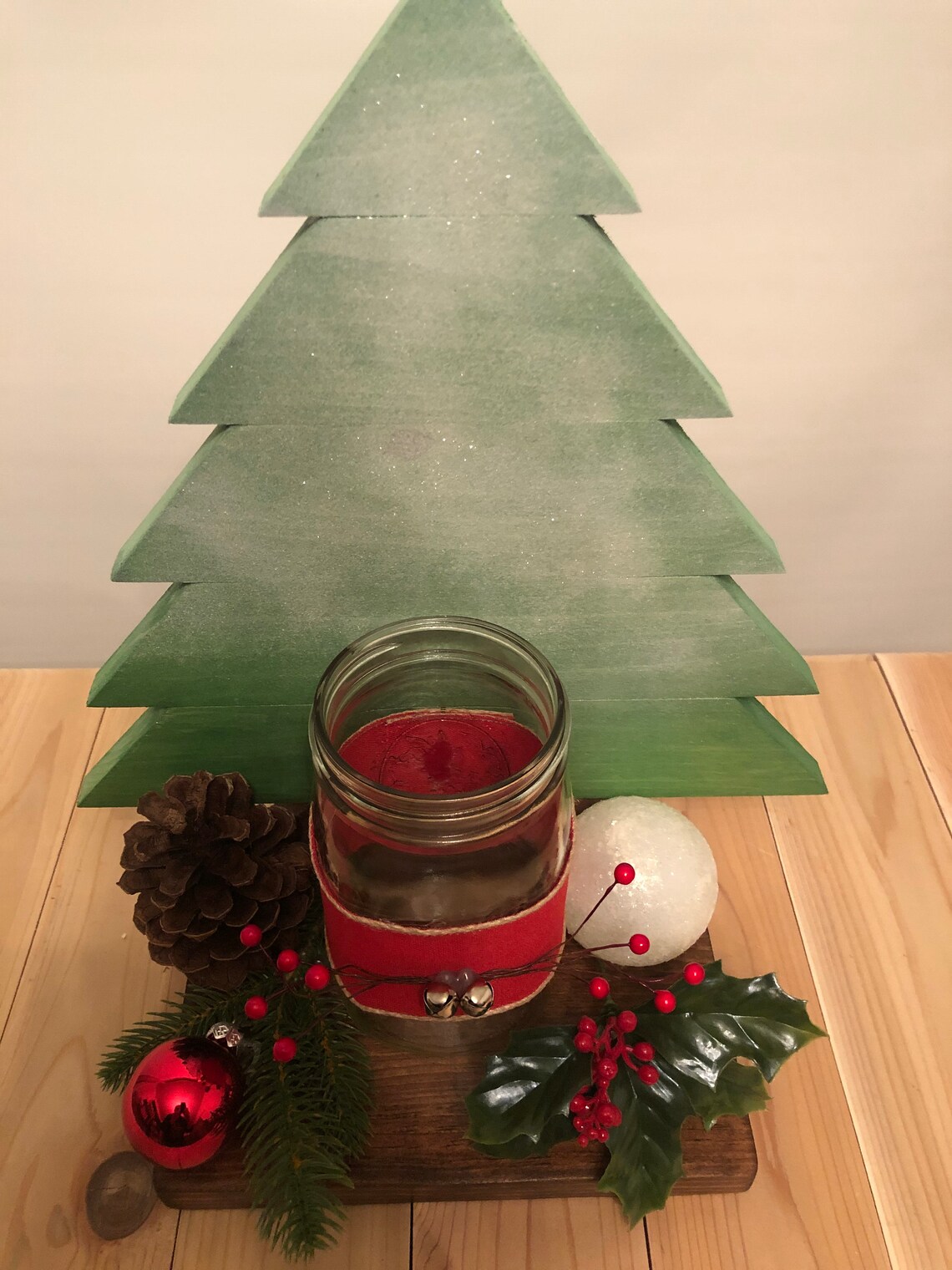 Mason Jar Luminary With Wooden Christmas Tree Christmas Mason | Etsy
