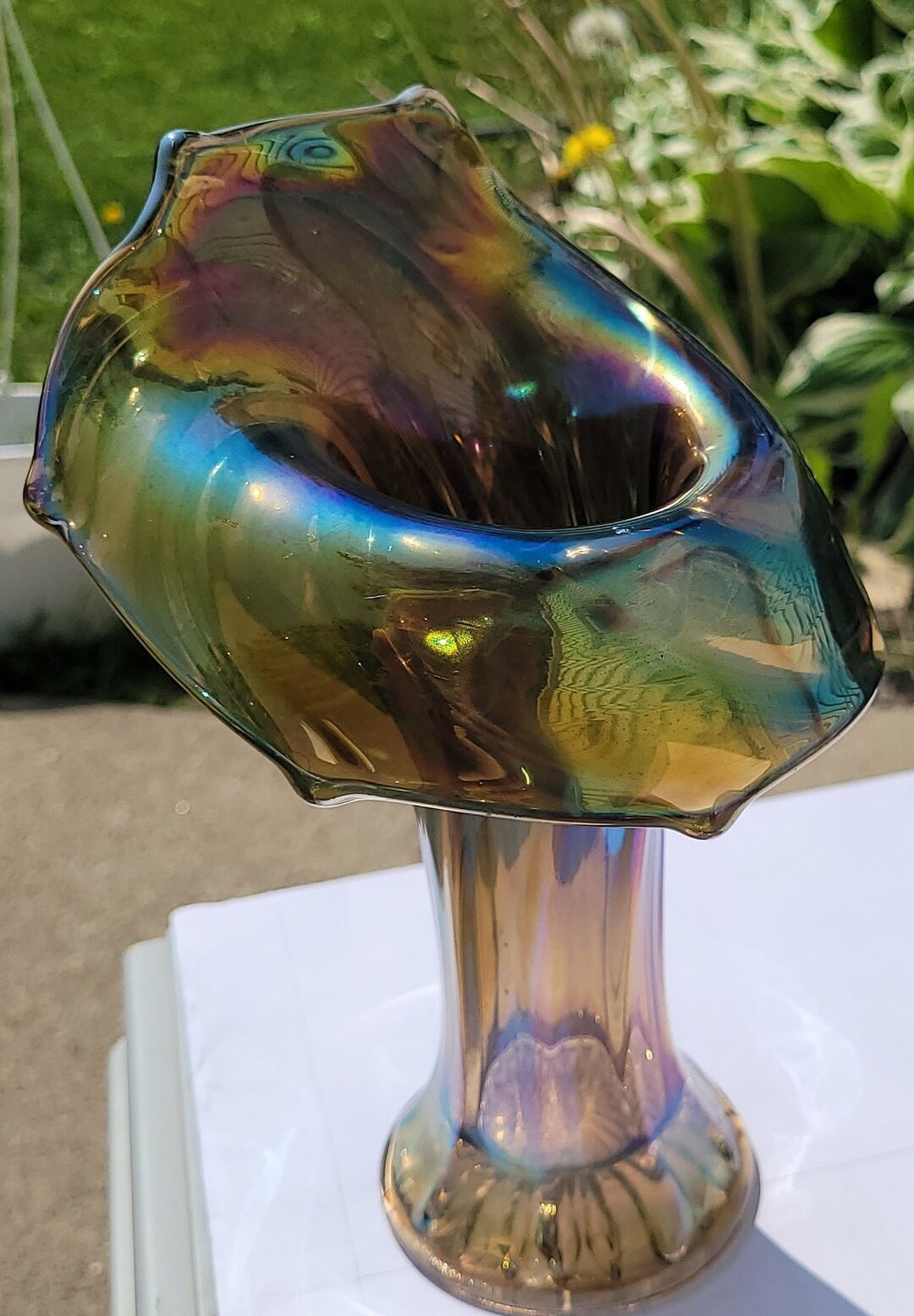 Vintage Imperial Glass Morning Glory Curled Rib Smoke Jack N Pulpit - Etsy