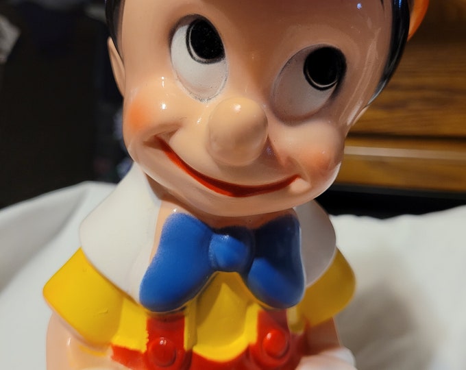 Vintage Walt Disney Pinocchio Coin Bank Seated on Stack of Books - Etsy