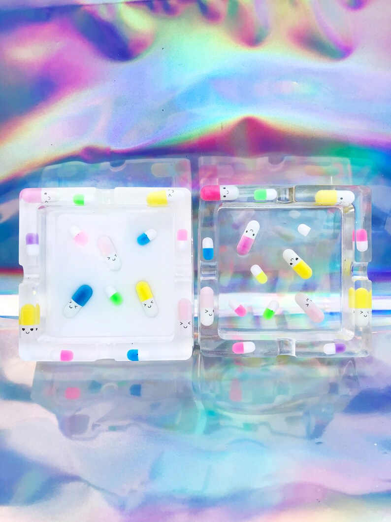 Custom Resin Ashtray With Encapsulated Colored Tablets | Etsy