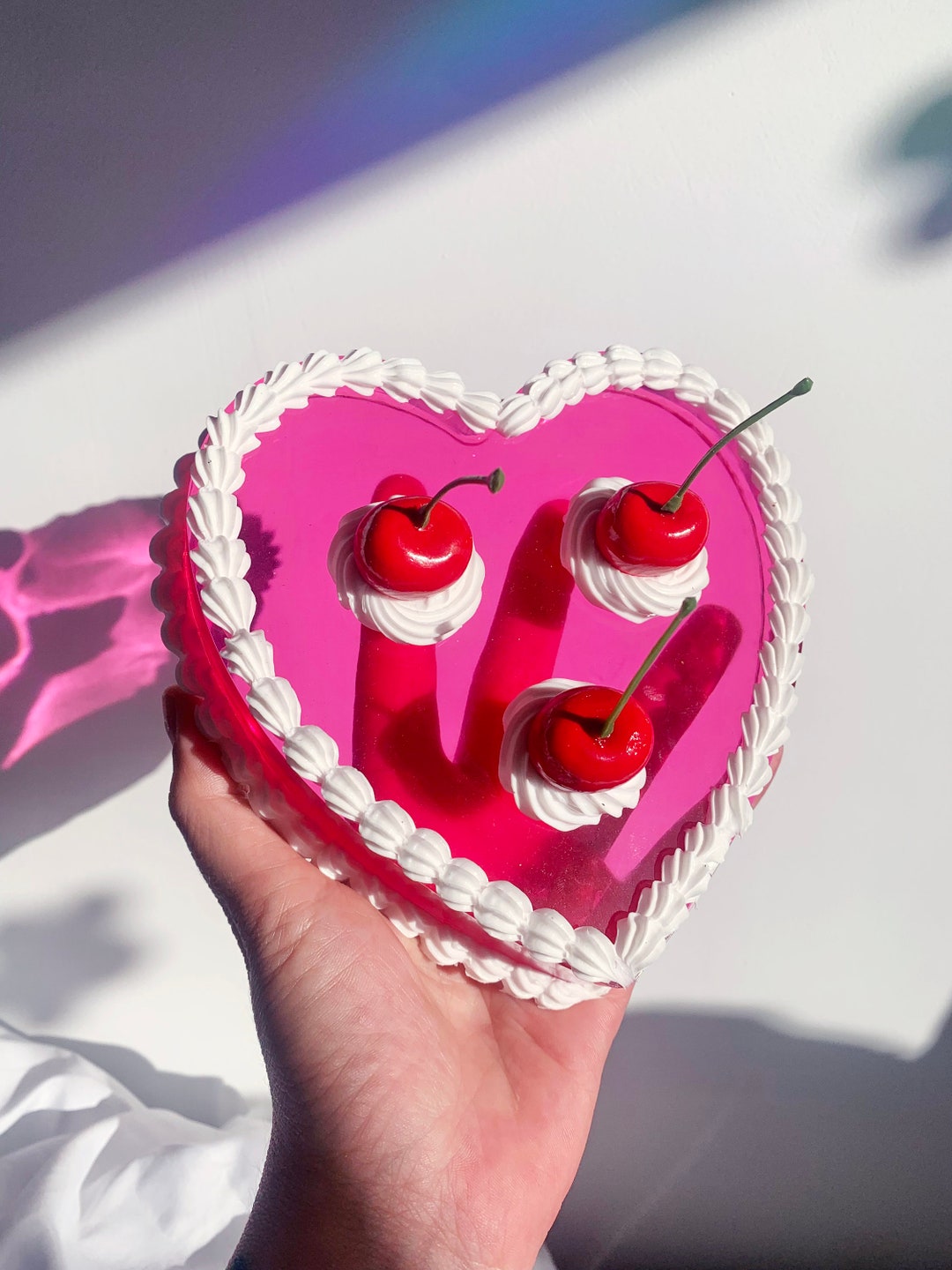 Pink Heart Fake Cake - Cute Big Jelly Cake - Funky Resin Cake - Fake ...