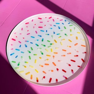 Rainbow Pill Resin Table - Pop Art Side Table - Kitsch Coffee Table ...