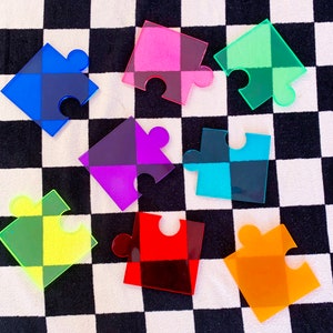 Puzzle Resin Coaster, Funky 3D Coaster, Neon Kitsch Coaster, Pop Art ...