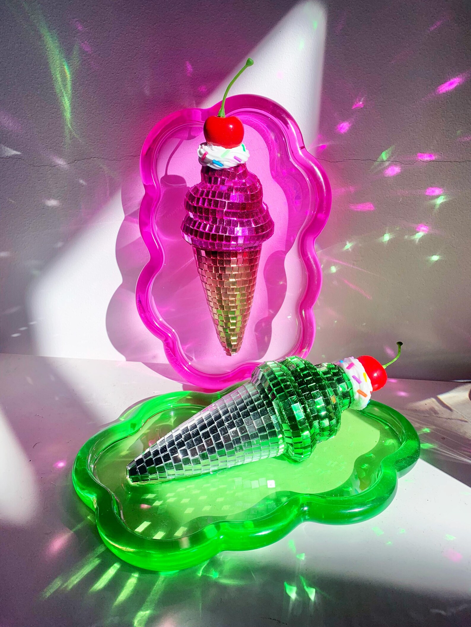 Disco Ice Cream, Disco Ball Sculpture, Mirror Ball Decor, 3D Resin Wall ...