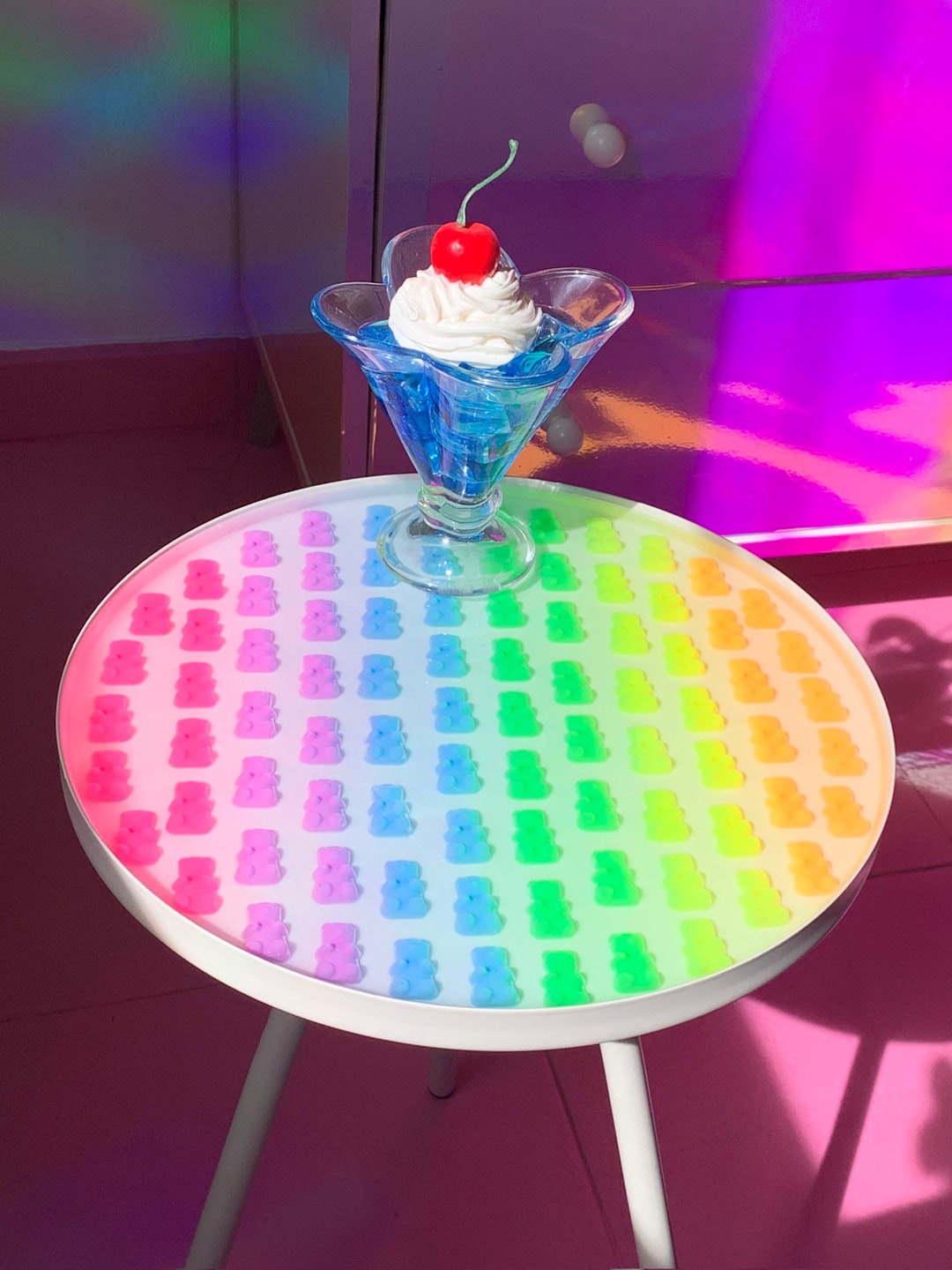 Rainbow Gummy Bear Table - Gummy Bear Resin Art - Funky Furniture ...