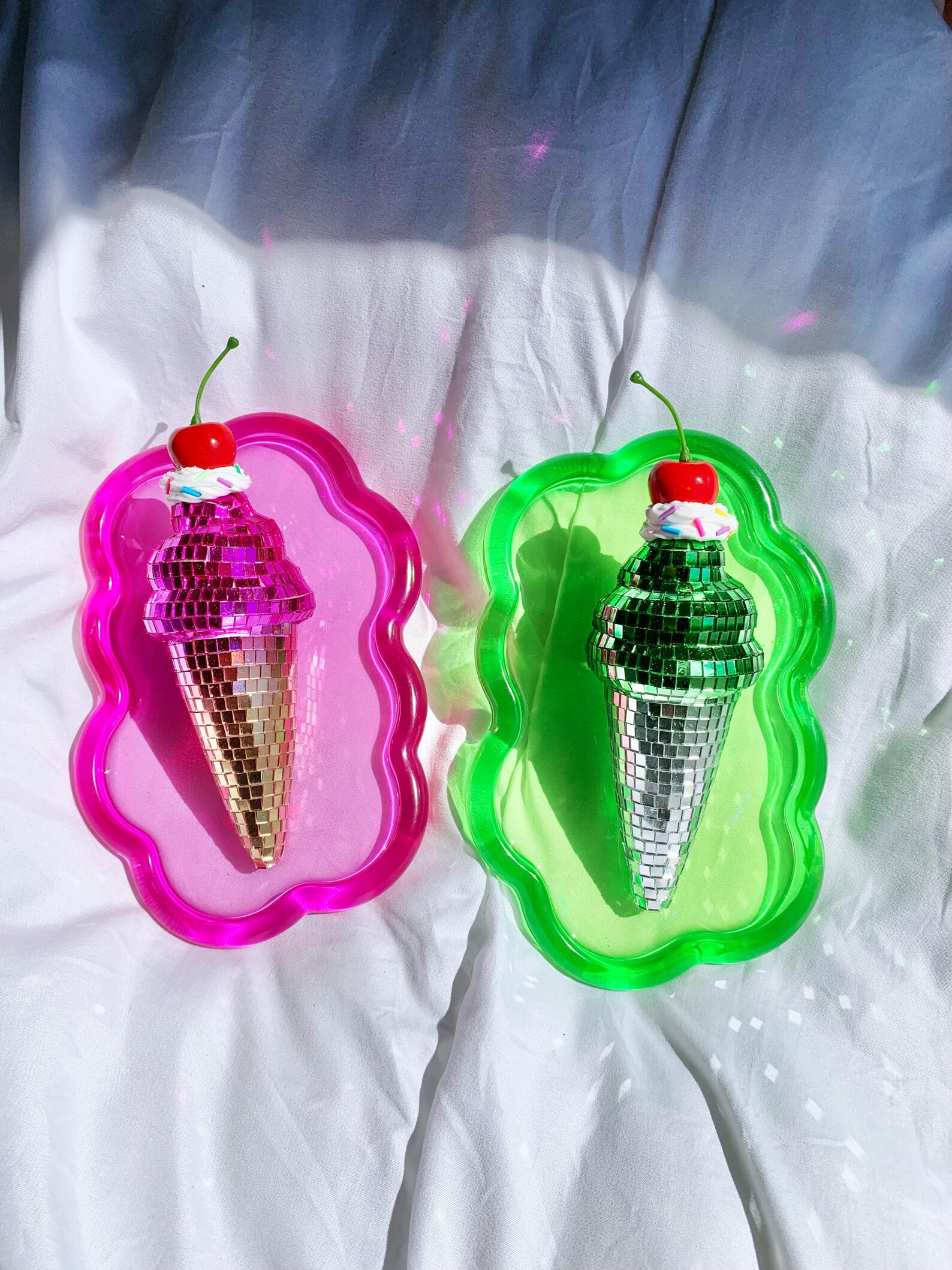 Disco Ice Cream, Disco Ball Sculpture, Mirror Ball Decor, 3D Resin Wall ...