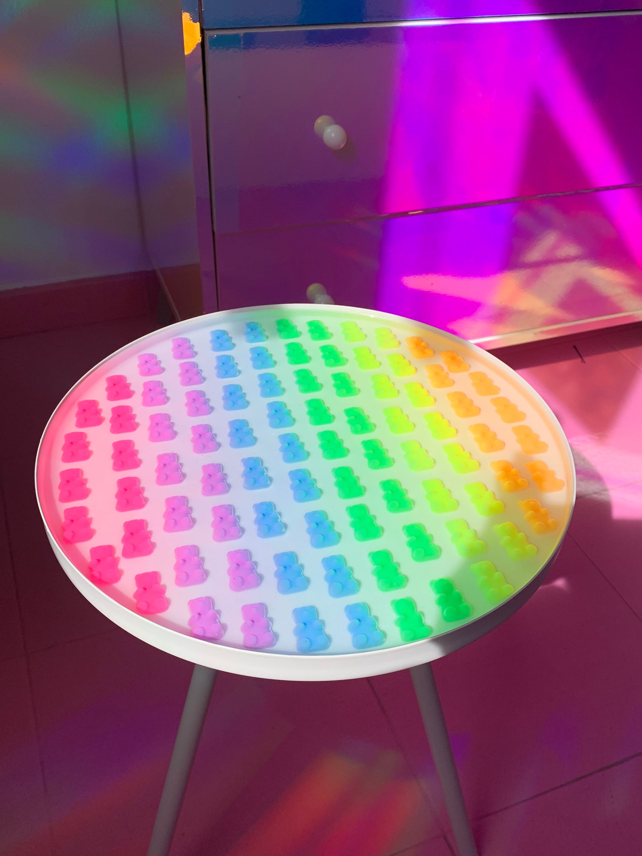Rainbow Gummy Bear Table - Gummy Bear Resin Art - Funky Furniture ...