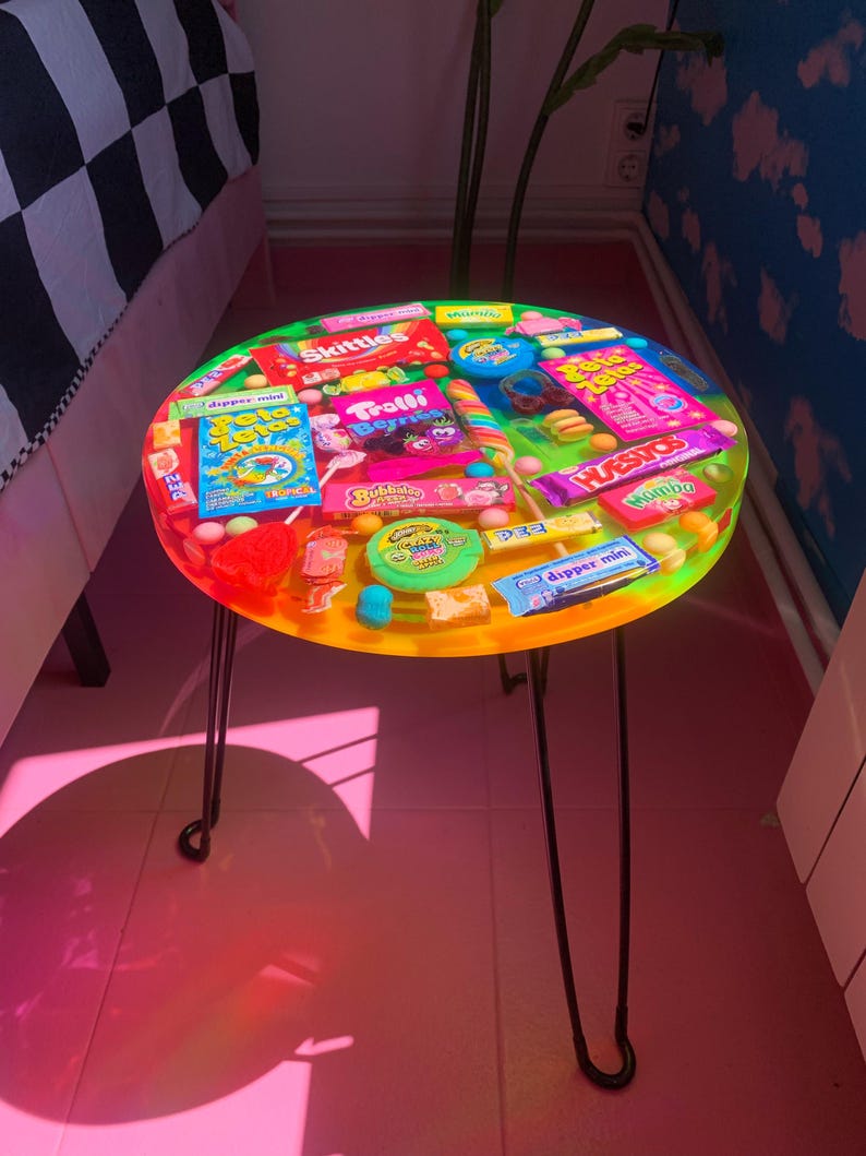 Real Candy Resin Table, Funky Furniture, Colorful Side Table ...