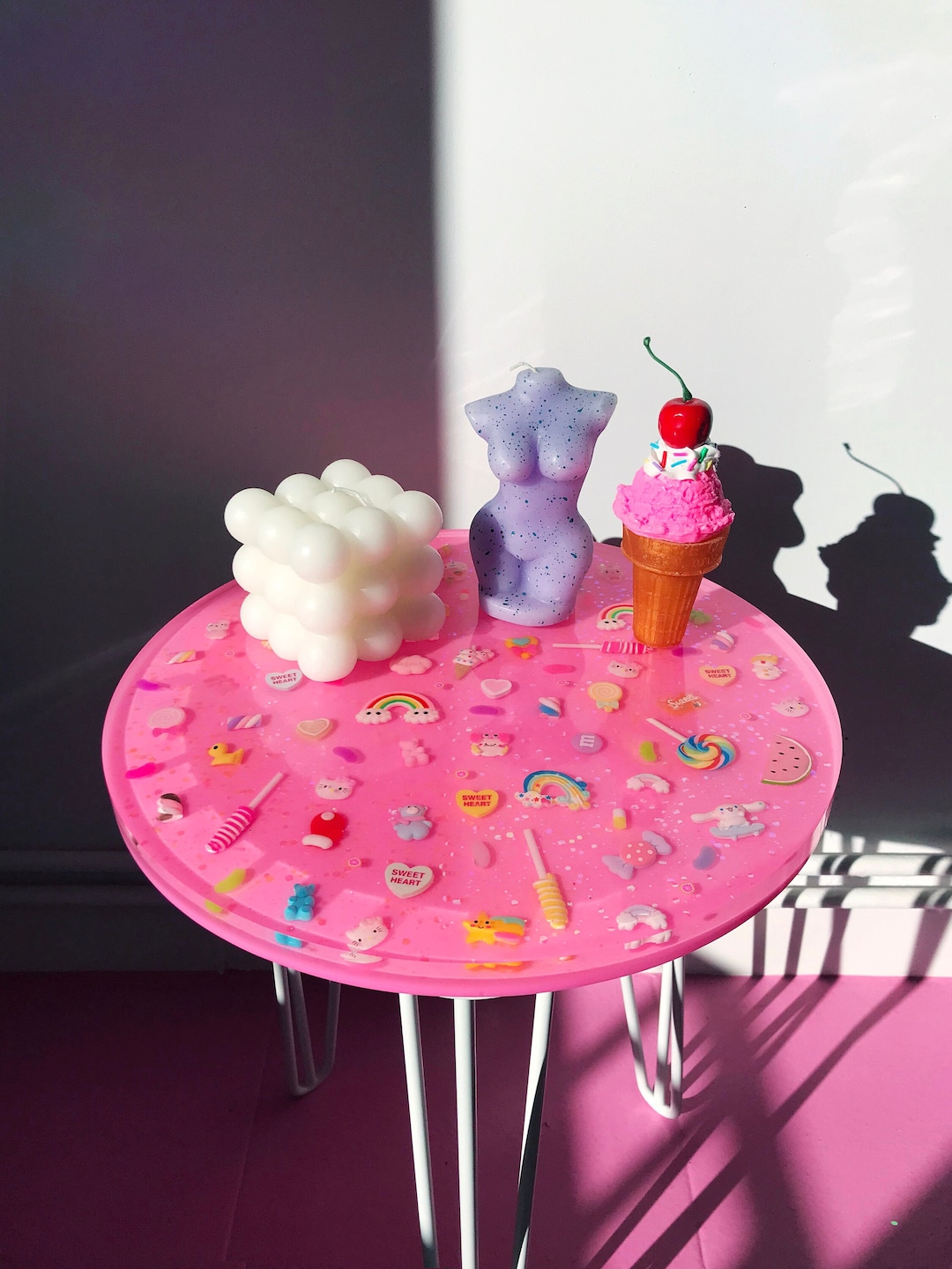 Resin Candy Table, Pink Coffee Table, Cute Kids Table, Funky Furniture ...