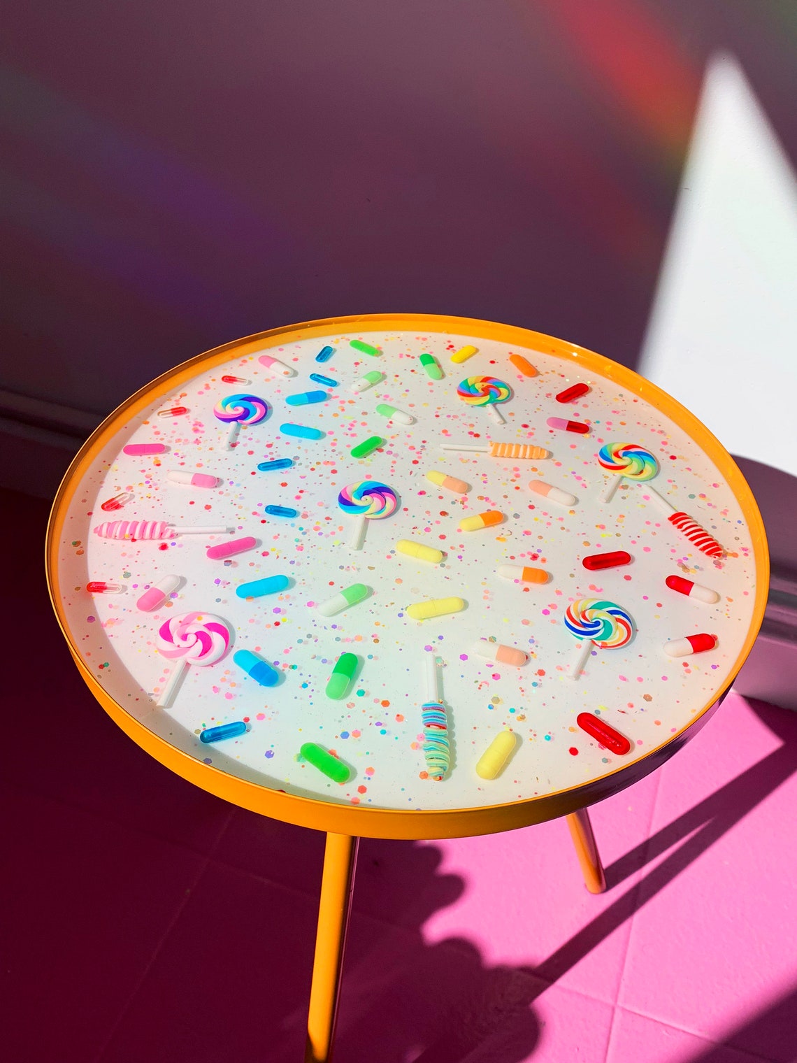 Funky Furniture - Resin Candy Table - Colorful Coffee Table - Fun Pill ...