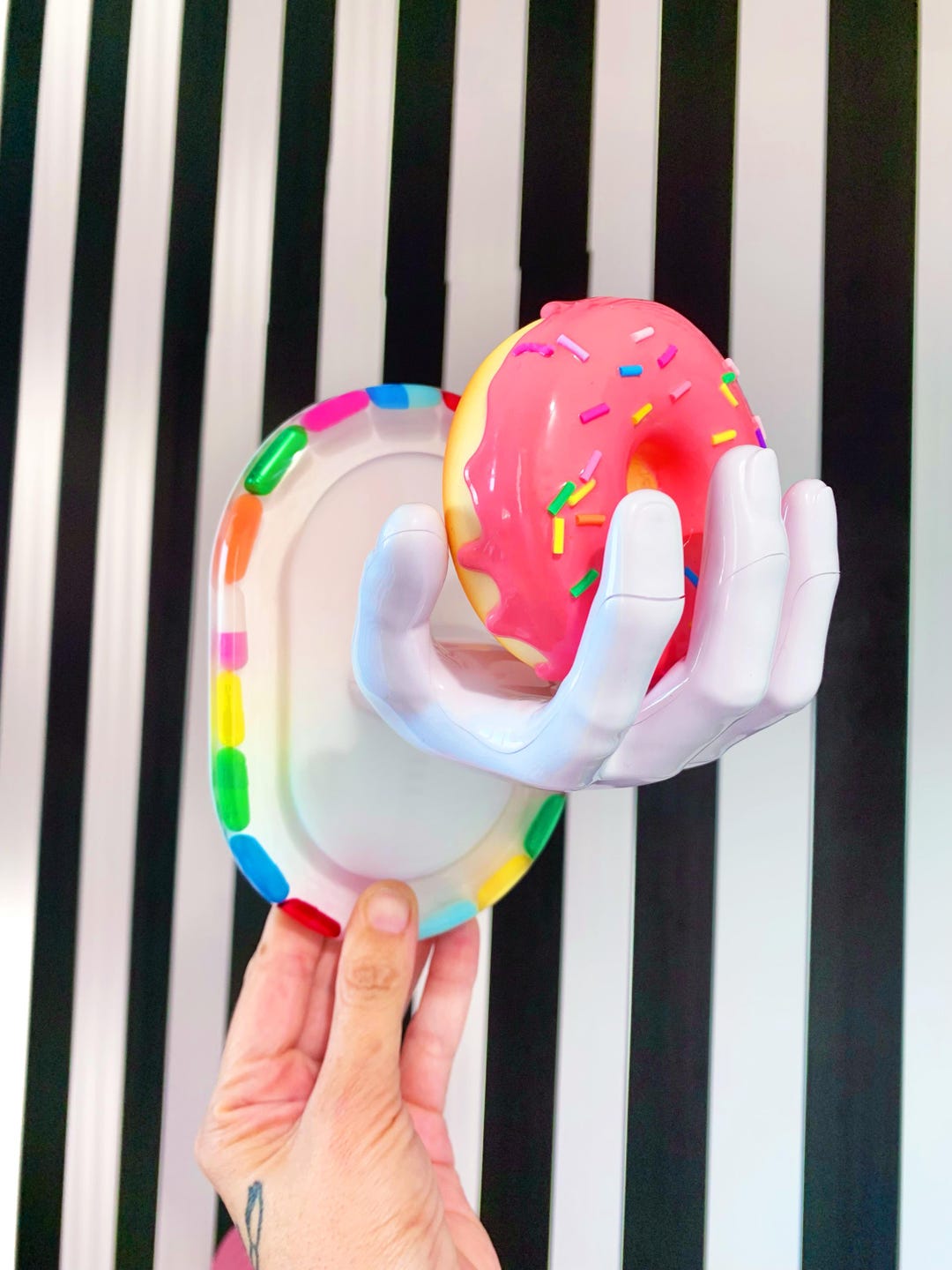 Hand-shaped Wall Hook, Donut Wall Art, Weird Fake Food Decor, Pop Art ...