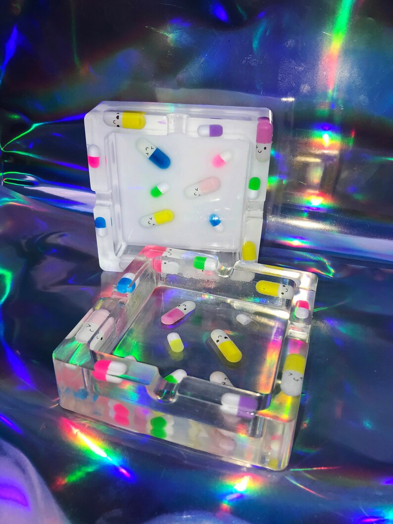 Custom Resin Ashtray With Encapsulated Colored Tablets | Etsy