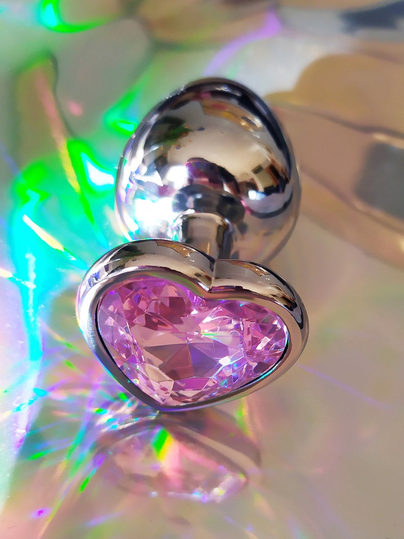 Anal Plug Stainless Steel Silver Anal Plug Jewel Heart Pink | Etsy