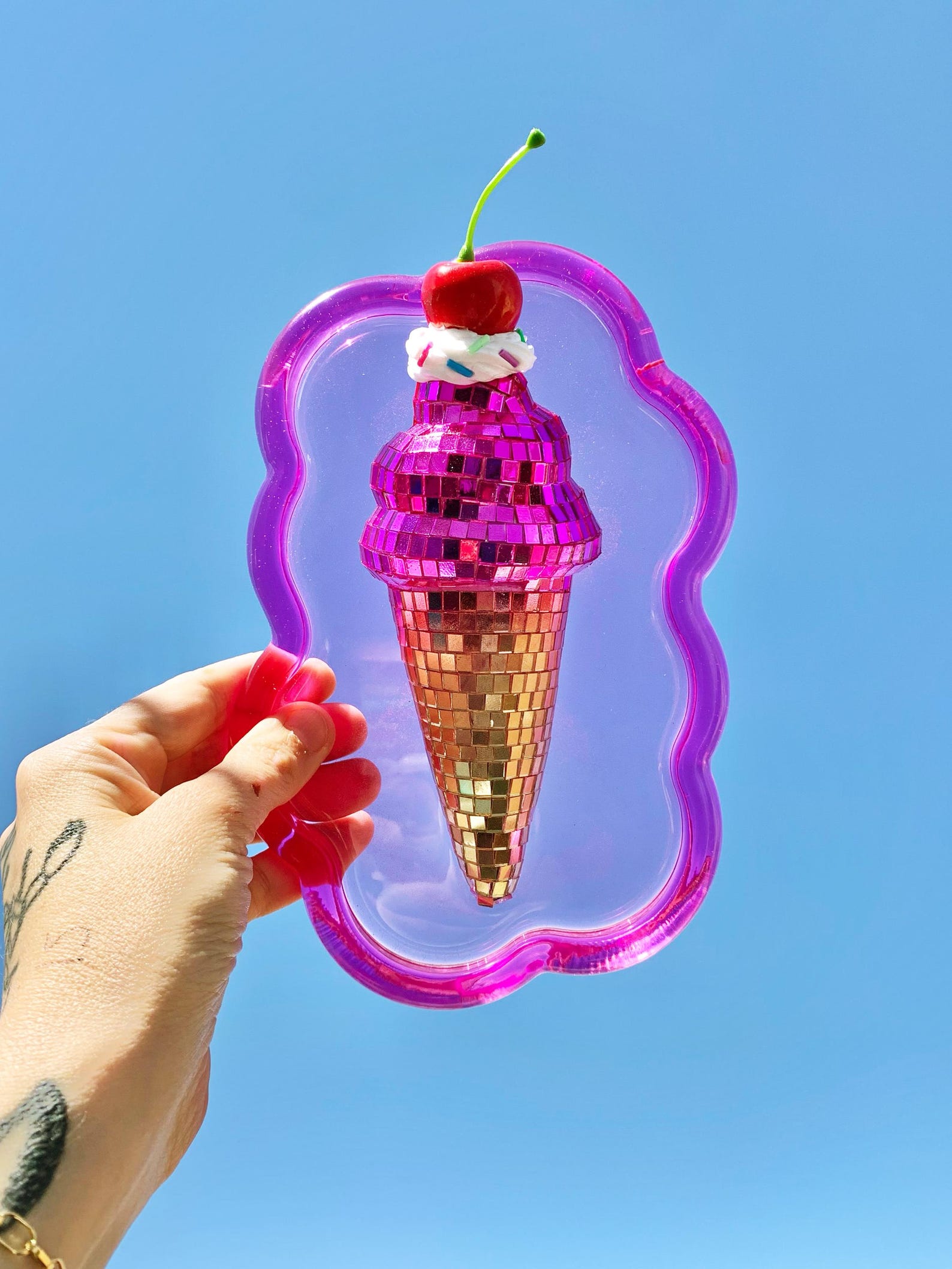 Disco Ice Cream, Disco Ball Sculpture, Mirror Ball Decor, 3D Resin Wall ...