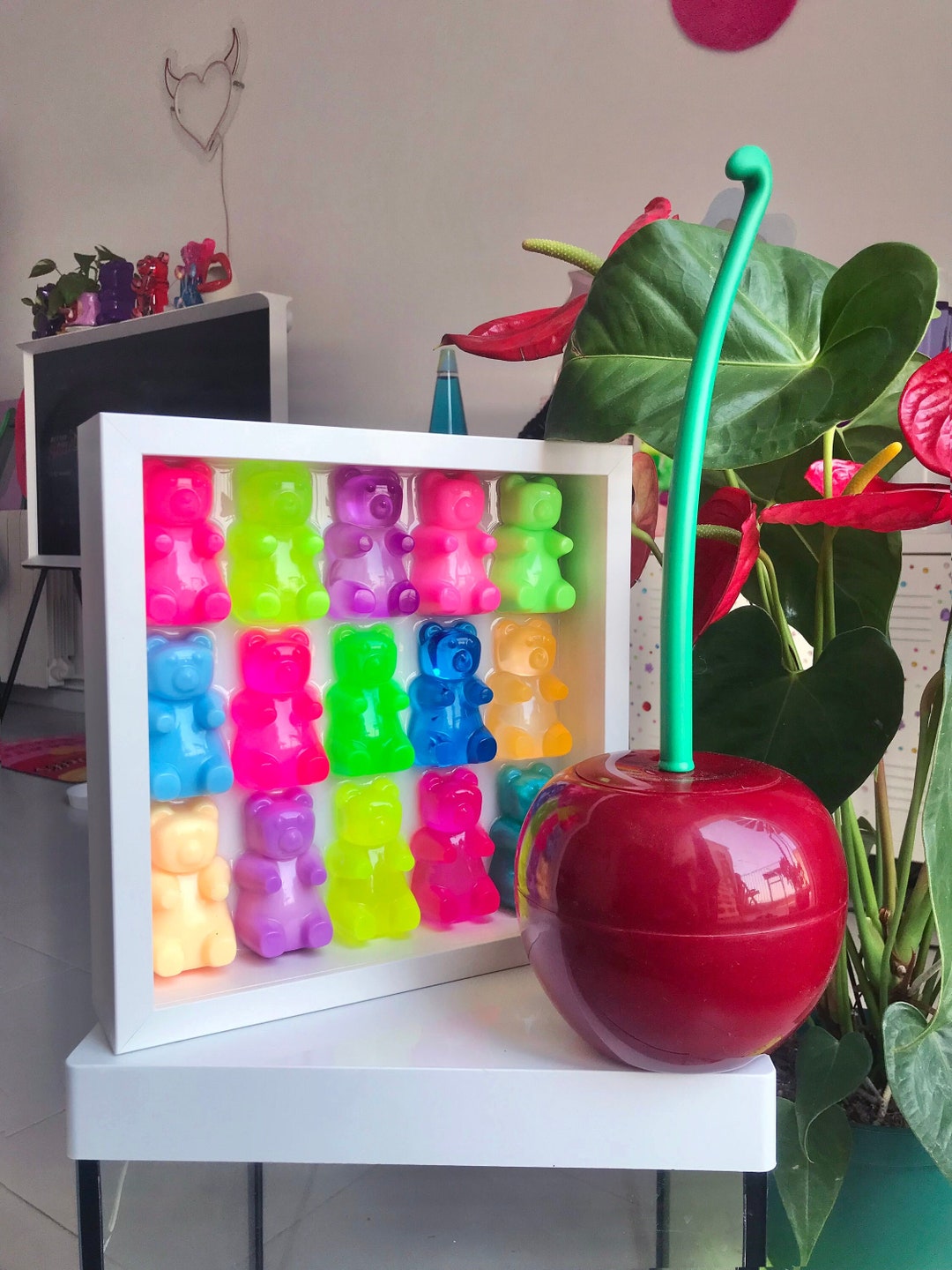 Gummy Bear Wall Art Decor Resin Gummy Bear Art Neon Gummy - Etsy