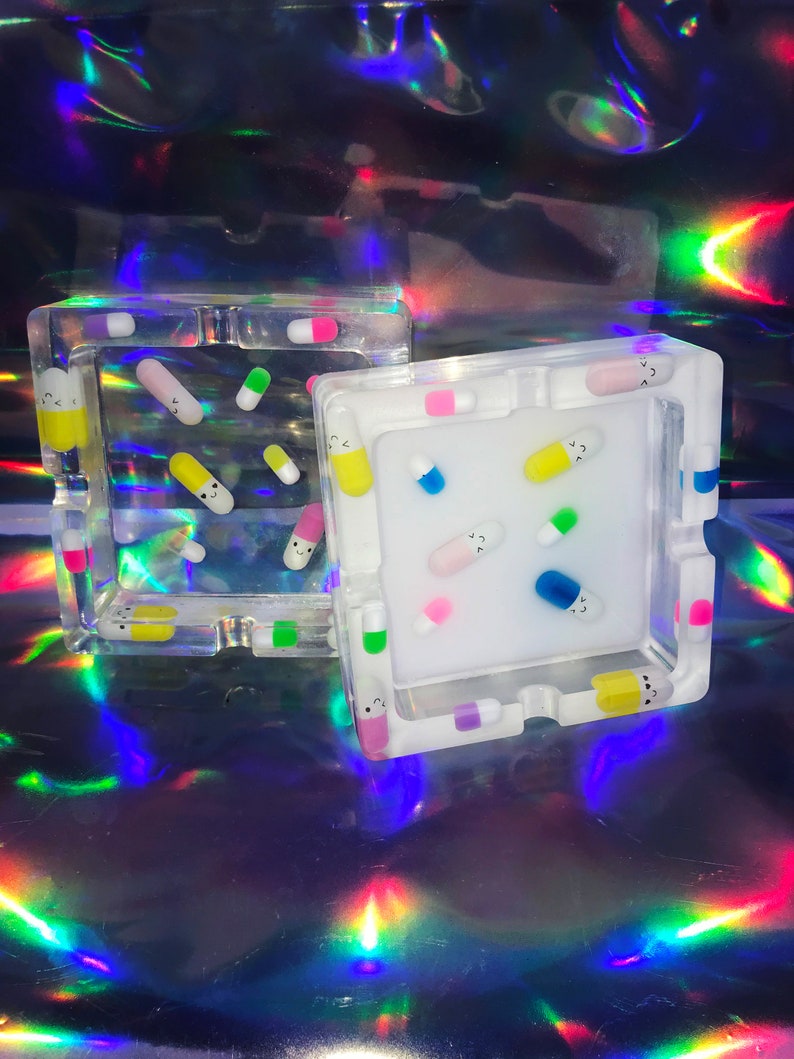 Custom Resin Ashtray With Encapsulated Colored Tablets | Etsy