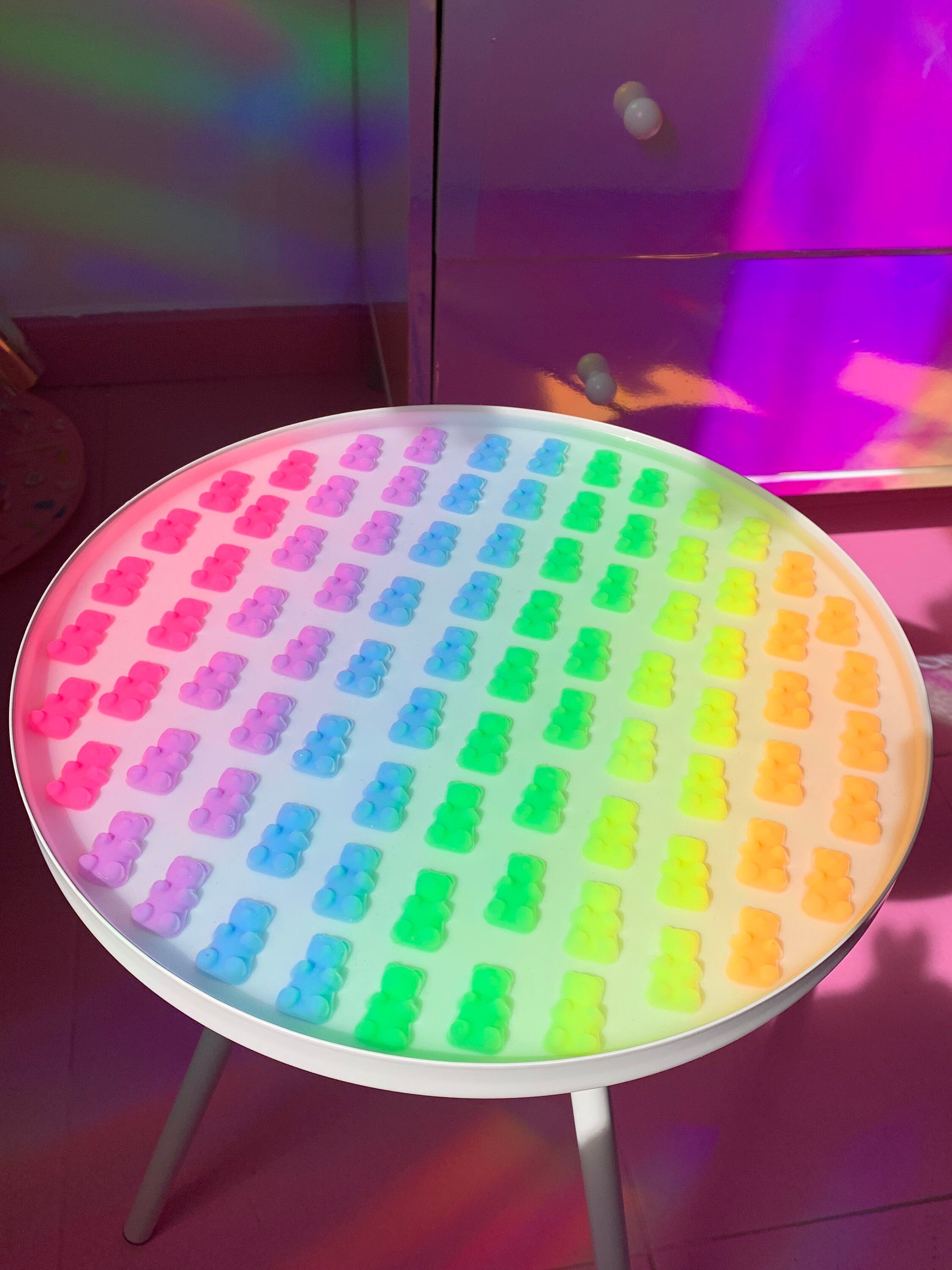Rainbow Gummy Bear Table - Gummy Bear Resin Art - Funky Furniture ...